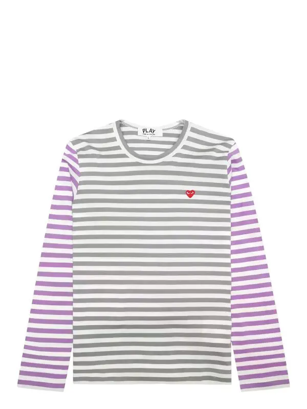 Play Comme Des Garcon Striped Long-sleeve T-shirt - Grey