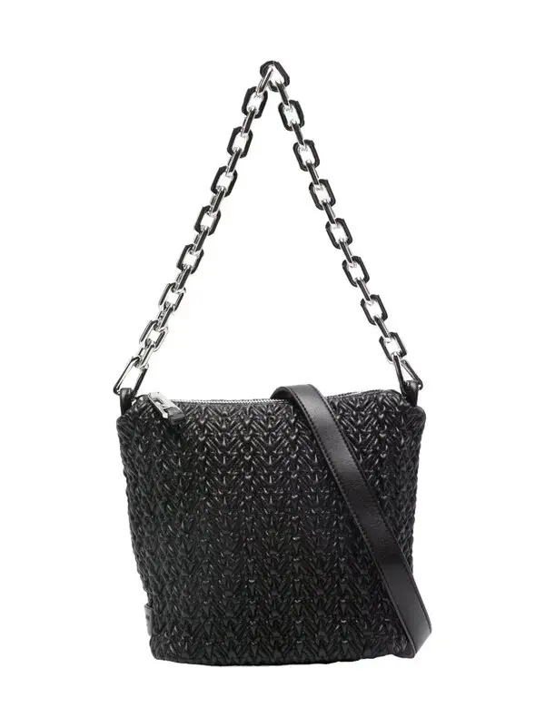 Emporio Armani Woven Shoulder Bag With Chain Strap - Black