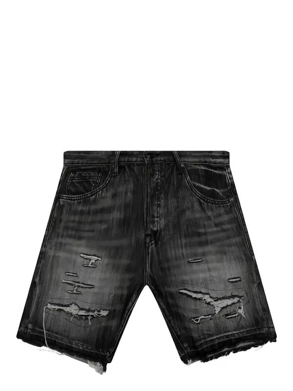 BILLIONAIRE BOYS CLUB Embroidered-patch Frayed Denim Shorts - Black
