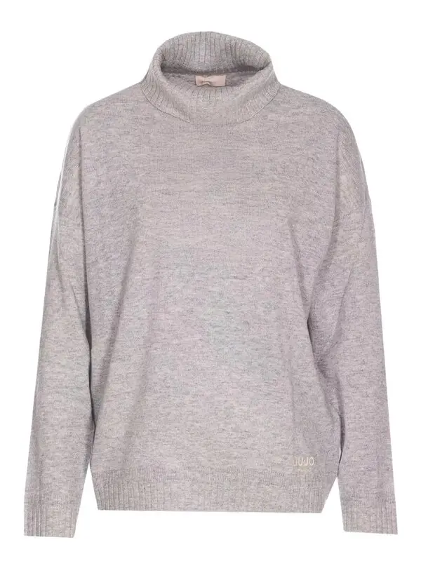 Liu Jo Turtleneck Wool-cashmere Blend Sweater - Grey