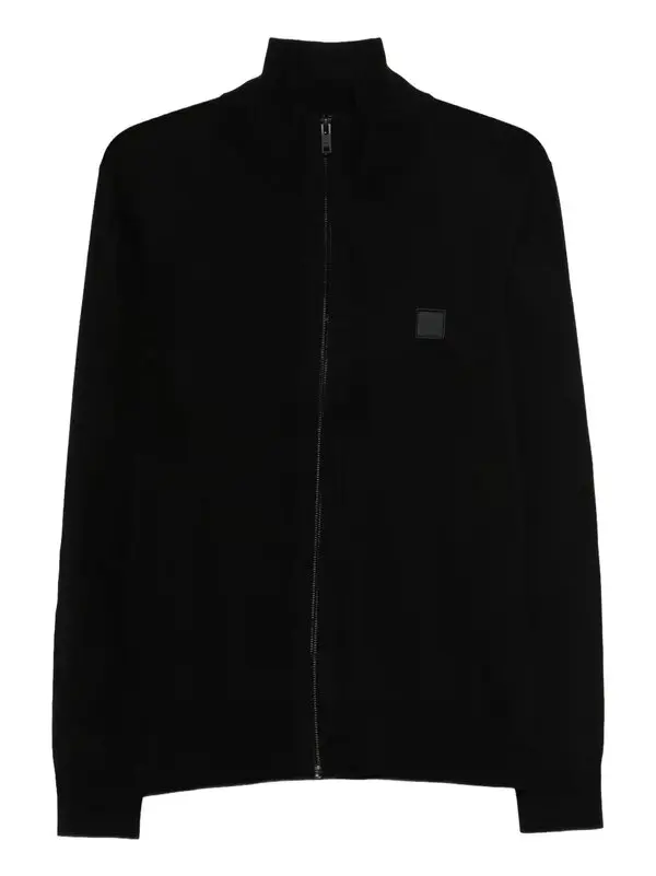 BOSS Zip-fastening Cardigan With Logo Patch - Black