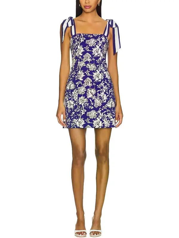 Alice + Olivia Maryann Floral-print Mini Dress - Blue