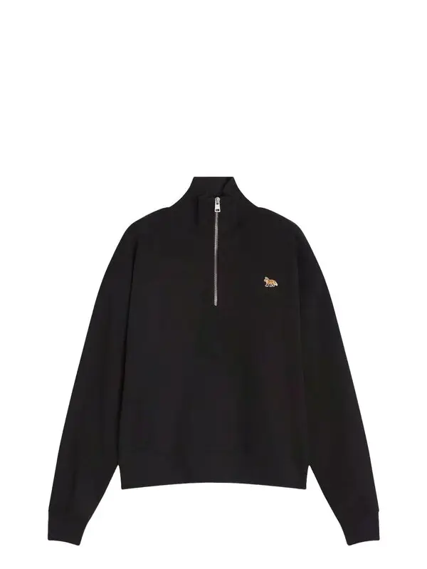 Maison Kitsuné Profile Fox-embroidered Half-zip Sweatshirt - Black