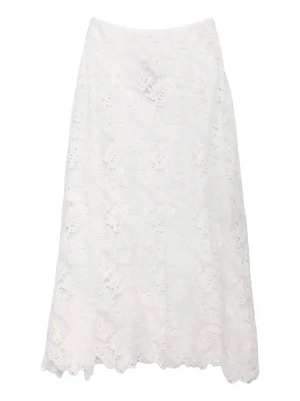 BLAKLACE Floral Lace Cotton Skirt - White