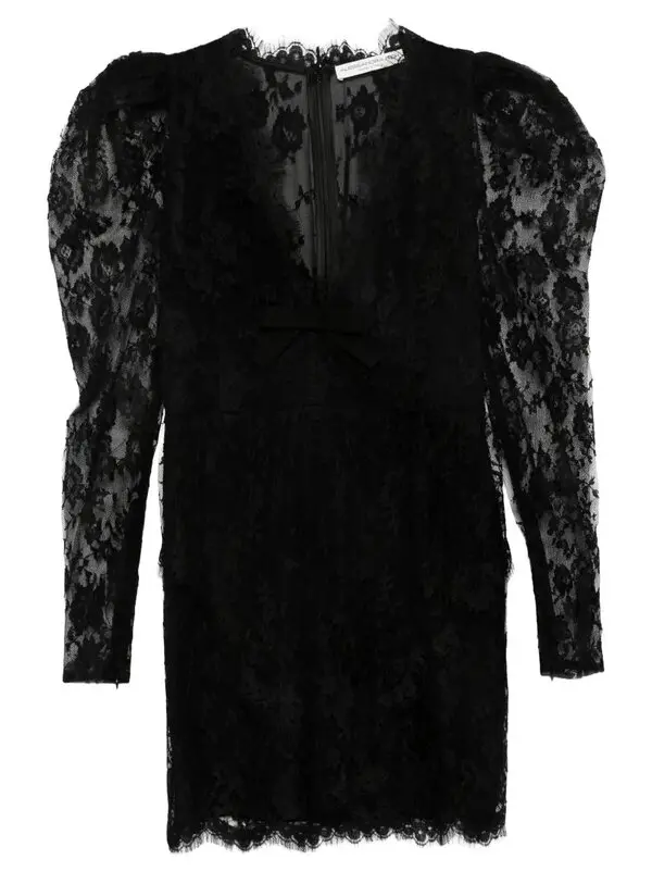 Alessandra Rich Lace Mini Dress - Black