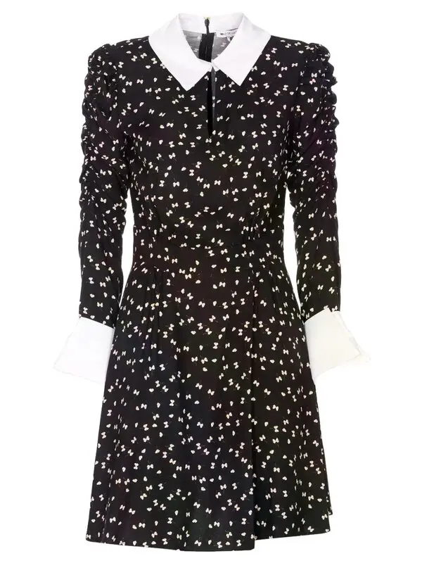 MAR DE MARGARITAS Shirt-collar Bows Print Day Dress - Black
