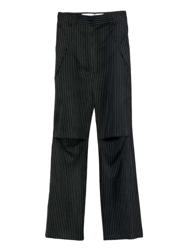 ALMAZ Pinstripe Split-knee Trousers - Black