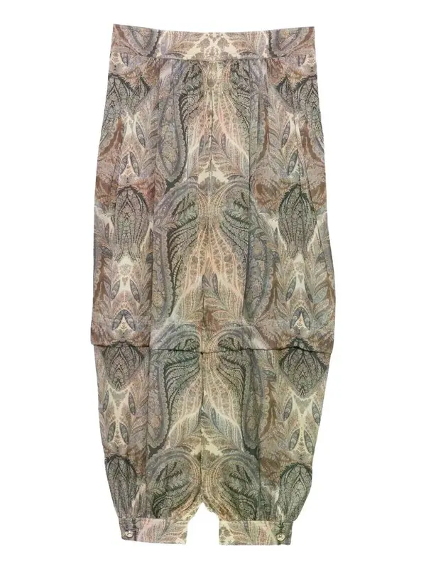 Zimmermann Paisley-print Pleated Trousers - Neutrals