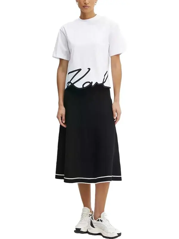 Karl Lagerfeld A-line Ribbed Knit Skirt - Black