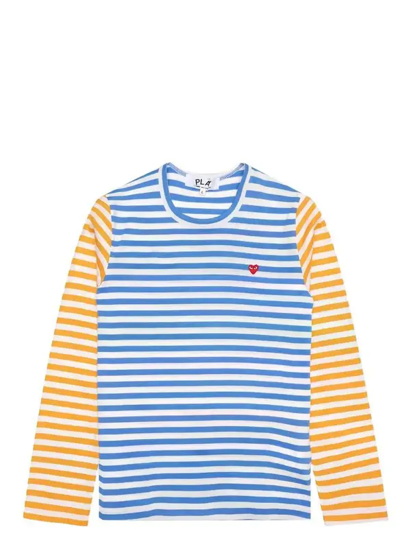 Play Comme Des Garcon Striped Long-sleeve T-shirt - Blue
