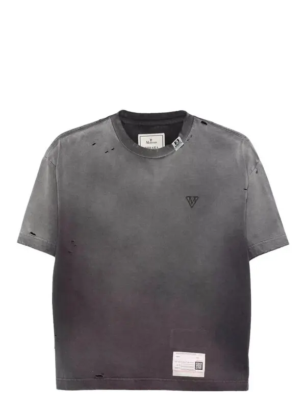 Mihara Yasuhiro Distressed Logo-embroidered T-shirt - Black