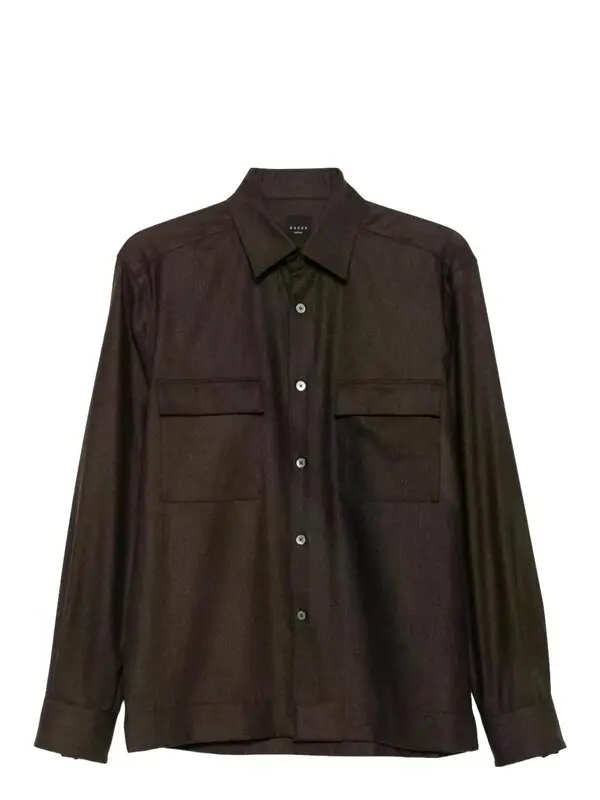 XACUS Double-pocket Wool Shirt - Brown