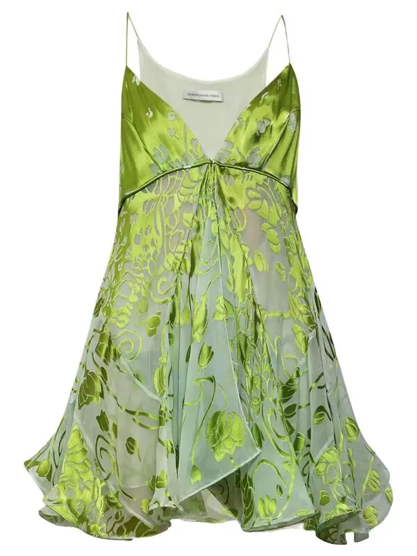 Christopher Esber Floral-print Mini Dress - Green