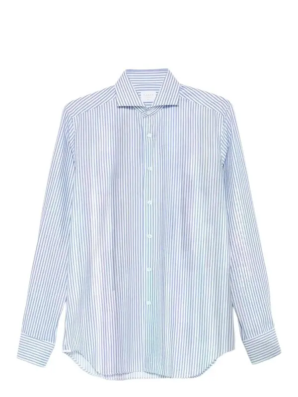 XACUS Striped Cotton Shirt - Blue