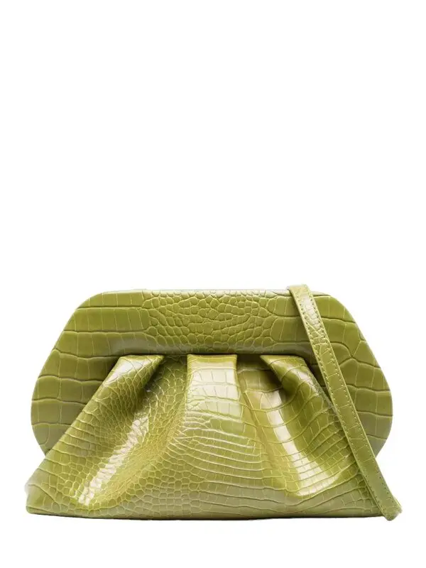 THEMOIRE Tia Crocodile-effect Clutch - Green