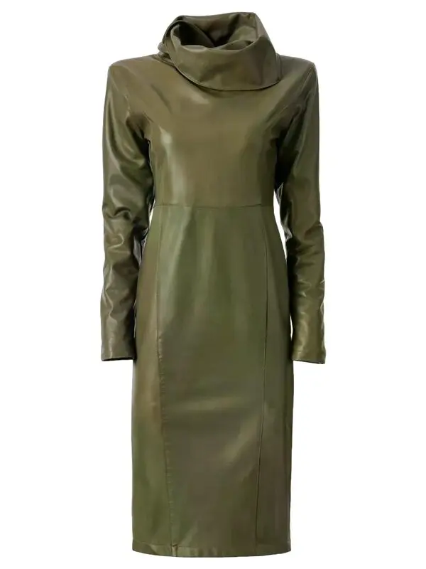 ALMAZ Icon Leather Midi Dress - Green