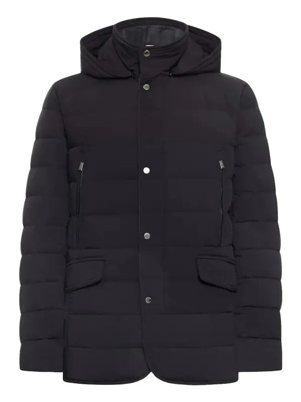 MOORER Quilted Hooded Jacket - Black