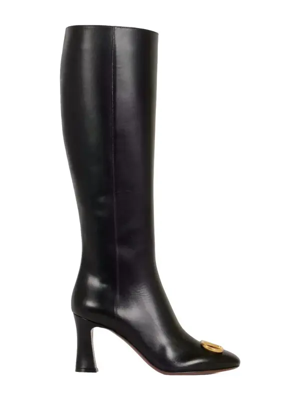 Valentino Garavani 90mm V-logo Signature Leather Boots - Black