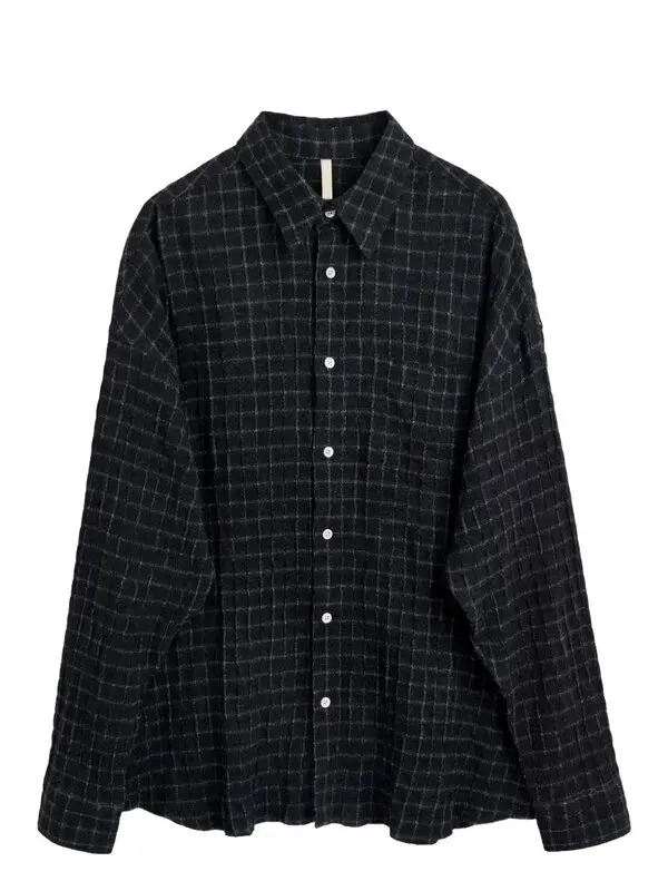 SUNFLOWER Long-sleeve Grid-pattern Shirt - Black