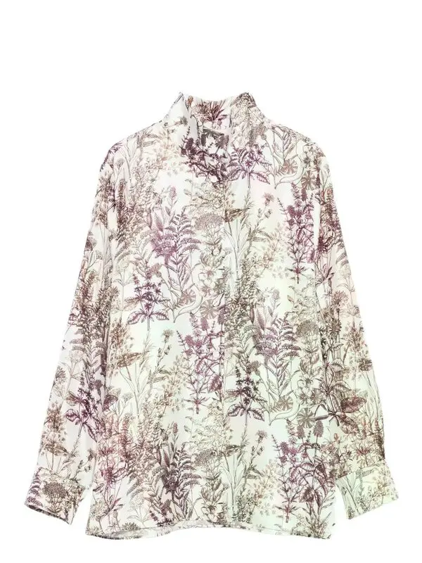 TRAME AUREE Floral-print Silk Shirt - White