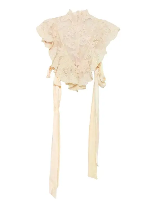 Zimmermann Hypnotic Lace Ruffled Top - Neutrals
