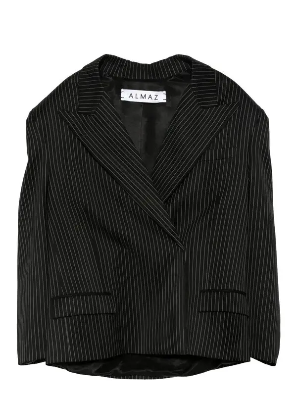 ALMAZ Pinstripe Wool Blazer - Black