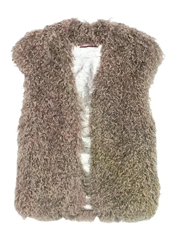 KRISTINA TI Faux-fur Sleeveless Jacket - Brown