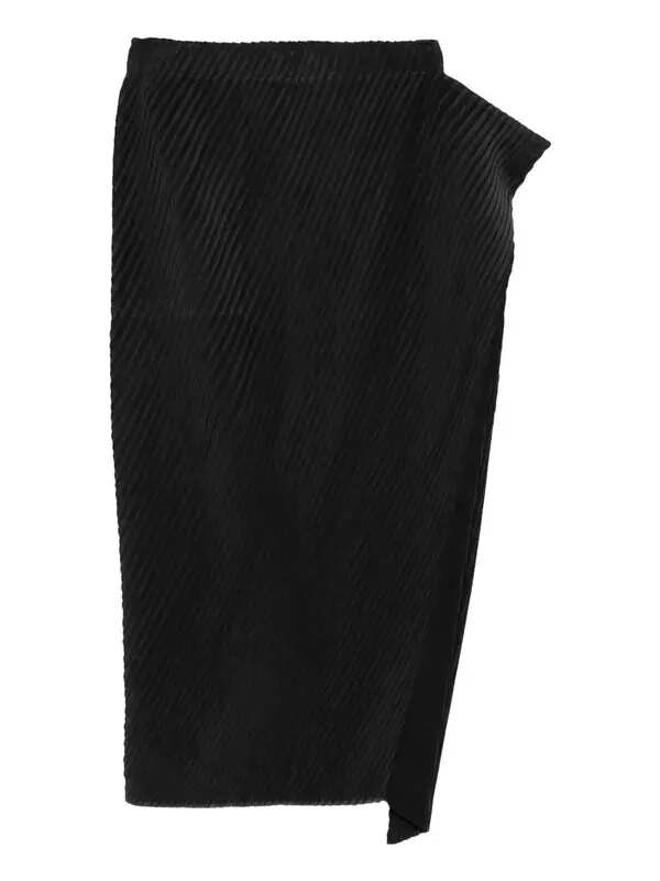 Issey Miyake Paper Bag Pleated Asymmetric Skirt - Black