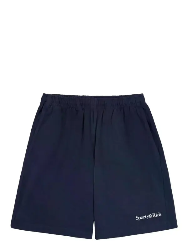 SPORTY & RICH Elastic-waistband Logo Shorts - Blue