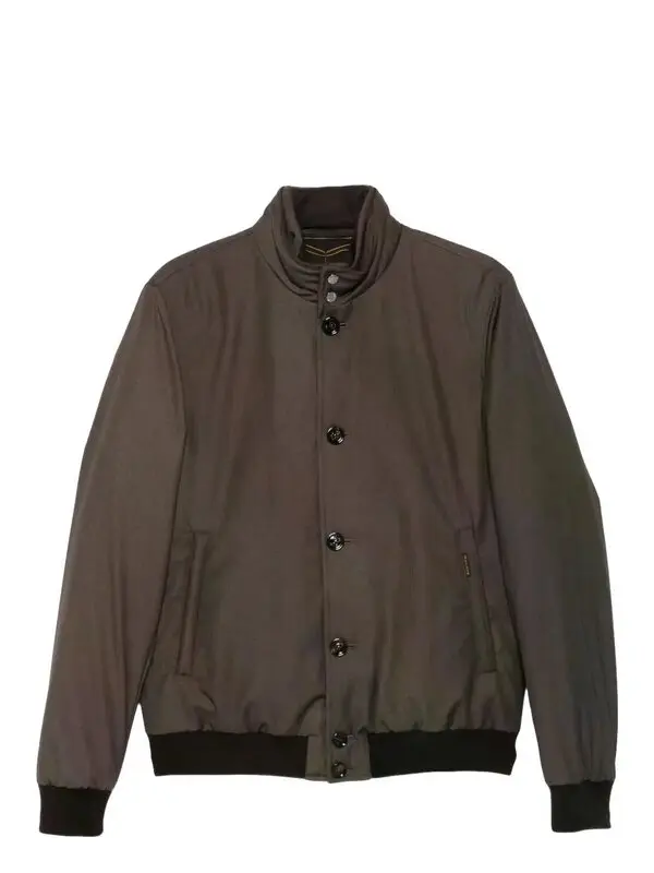 MOORER Button-fastening Ribbed-cuff Bomber Jacket - Brown