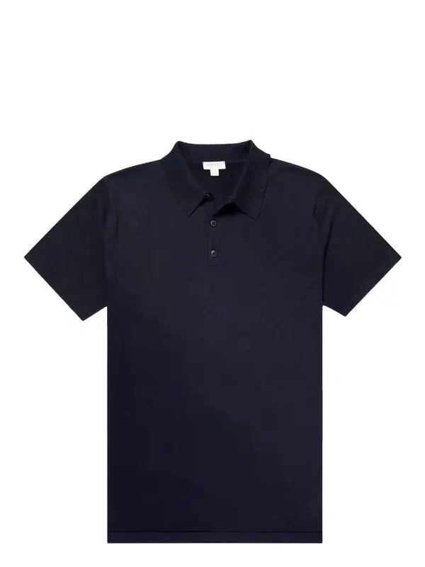 Sunspel Short-sleeve Button Polo Shirt - Blue