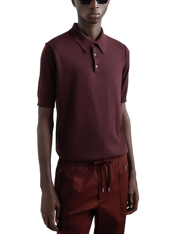 Dolce & Gabbana Short Sleeve Cashmere Polo Shirt - Dark Red