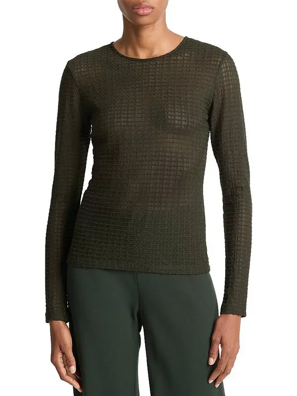 Vince Long Sleeve Crewneck Top - Verde
