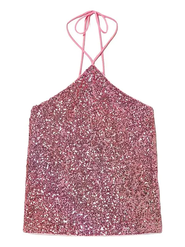 TWINSET Sequined Halter Top - Pink