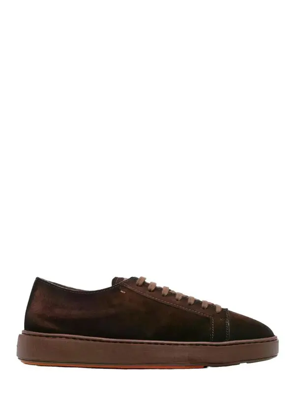 Santoni Suede Lace-up Sneakers - Brown