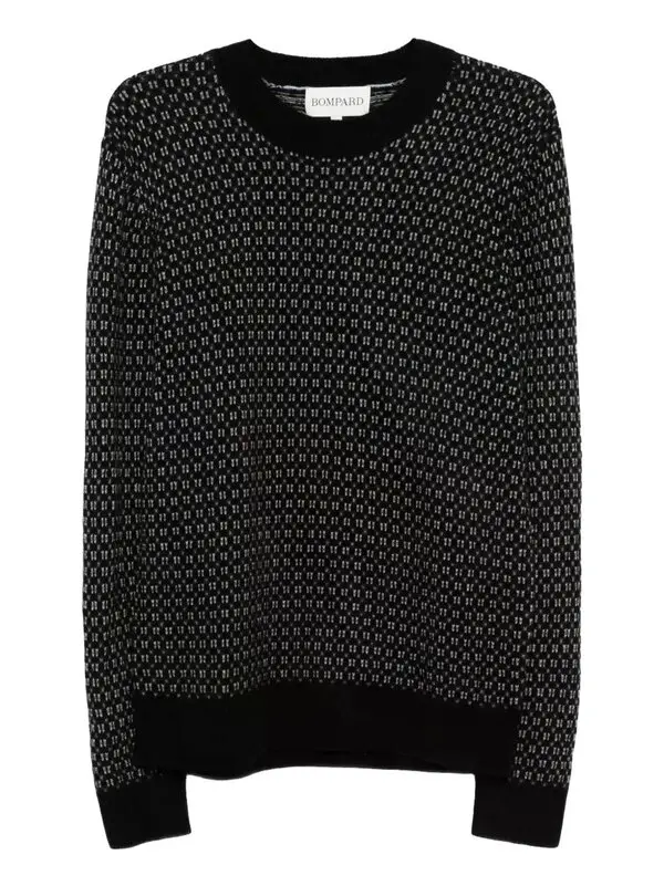 Eric Bompard Geometric-pattern Round-neck Sweater - Black