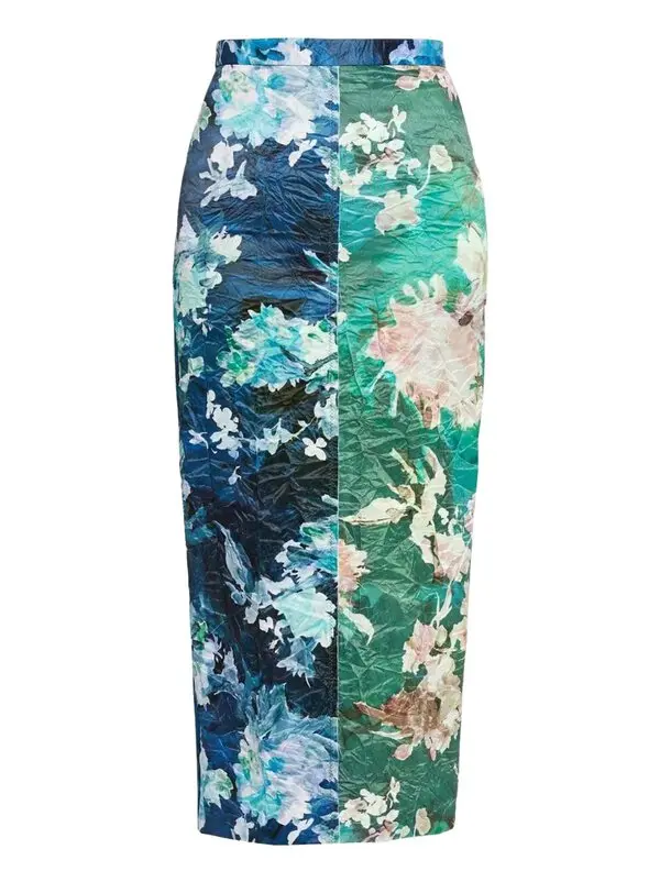 Erdem Floral-print Midi Skirt - Blue