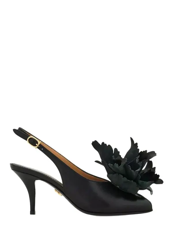 FERRAGAMO 70mm Flower-embellished Slingback Pumps - Black