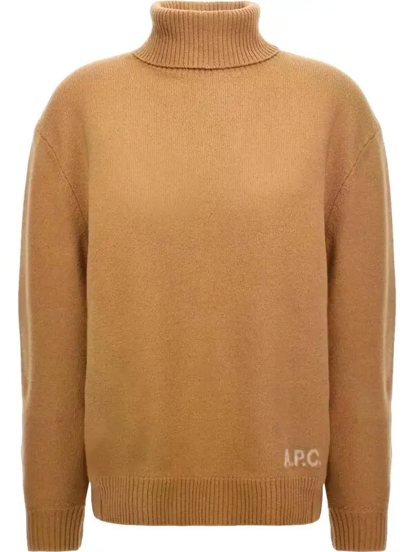A.p.c. Logo-detail Turtleneck Sweater - Brown