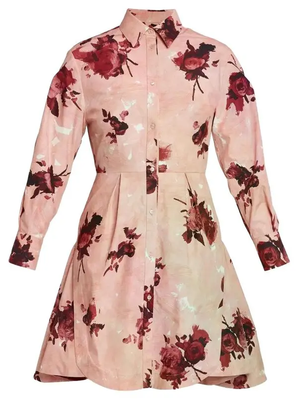 Erdem Floral-print Shirt Dress - Pink