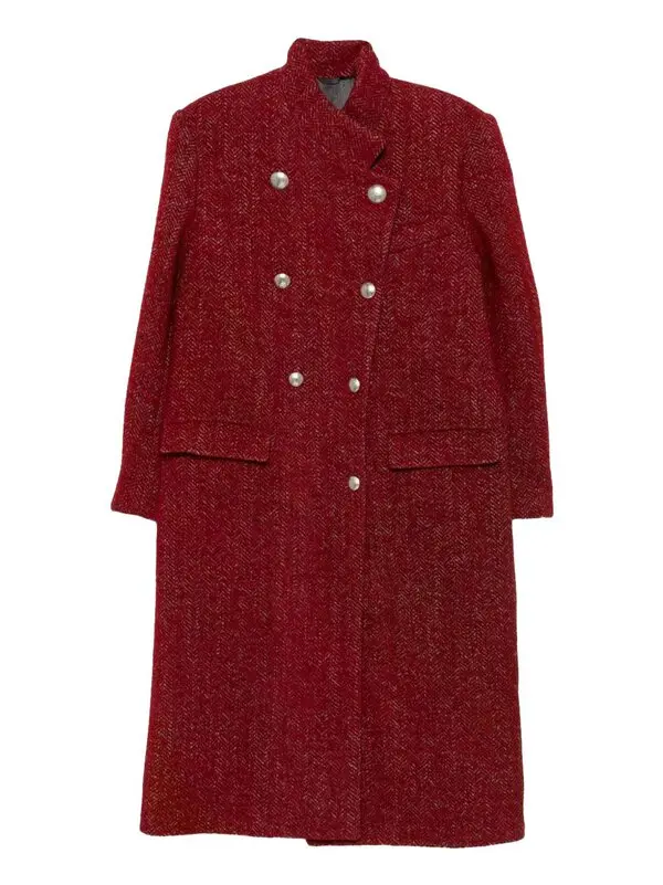 Isabel Marant Herringbone Double-breasted Coat - Red