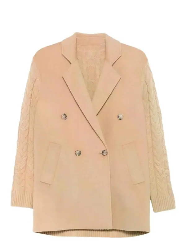 ERMANNO FIRENZE Cable-knit Double-breasted Jacket - Neutrals