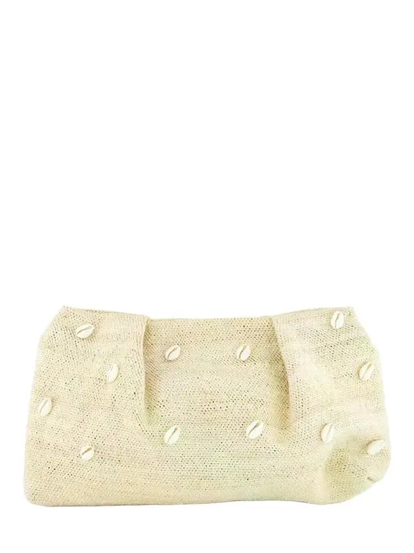 SENSI STUDIO Seashell-embellished Sisal Clutch - White