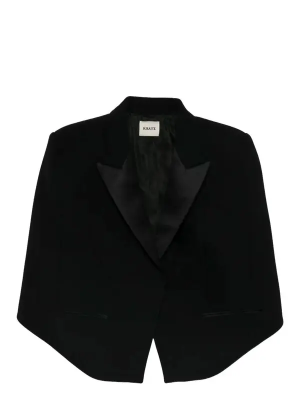 Khaite Satin-lapel Cropped Jacket - Black