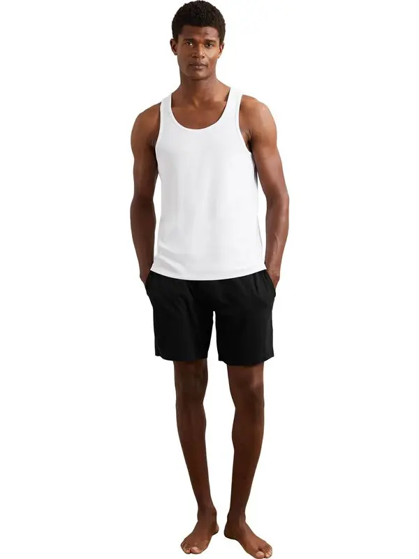 REISS Fleet Cotton Jersey Shorts - Black