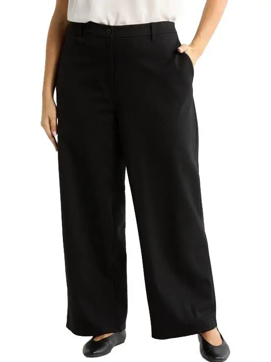 Eileen Fisher High Waist Wide Leg Pants - Black