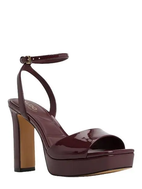 Aldo Platform Sandal With Ankle Strap - Bordo