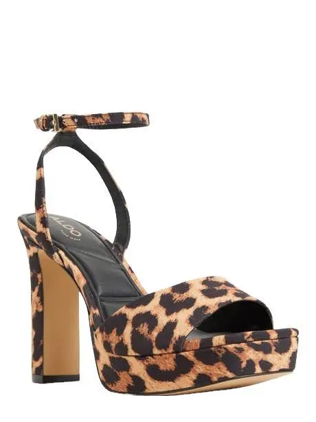 Aldo Platform Sandal With Ankle Strap - Brown Multi