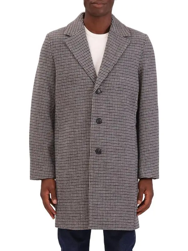 Bagatelle Houndstooth Topcoat - Grey-navy Houndstooth