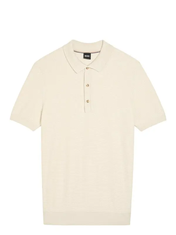 BOSS Fine-knit Cotton-bend Polo Shirt - Beige